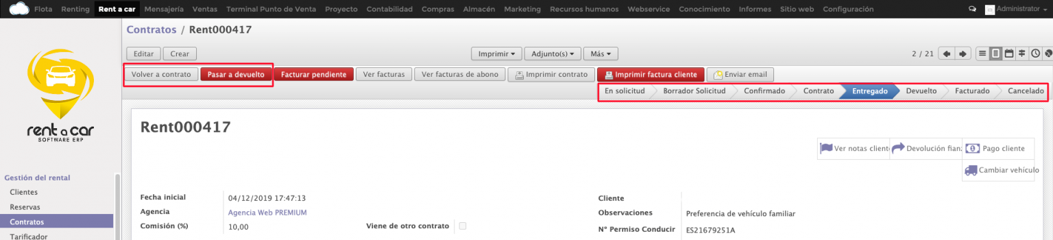 ¿Cómo modificar el estado de un vehículo? - Aures Tic | Odoo ERP
